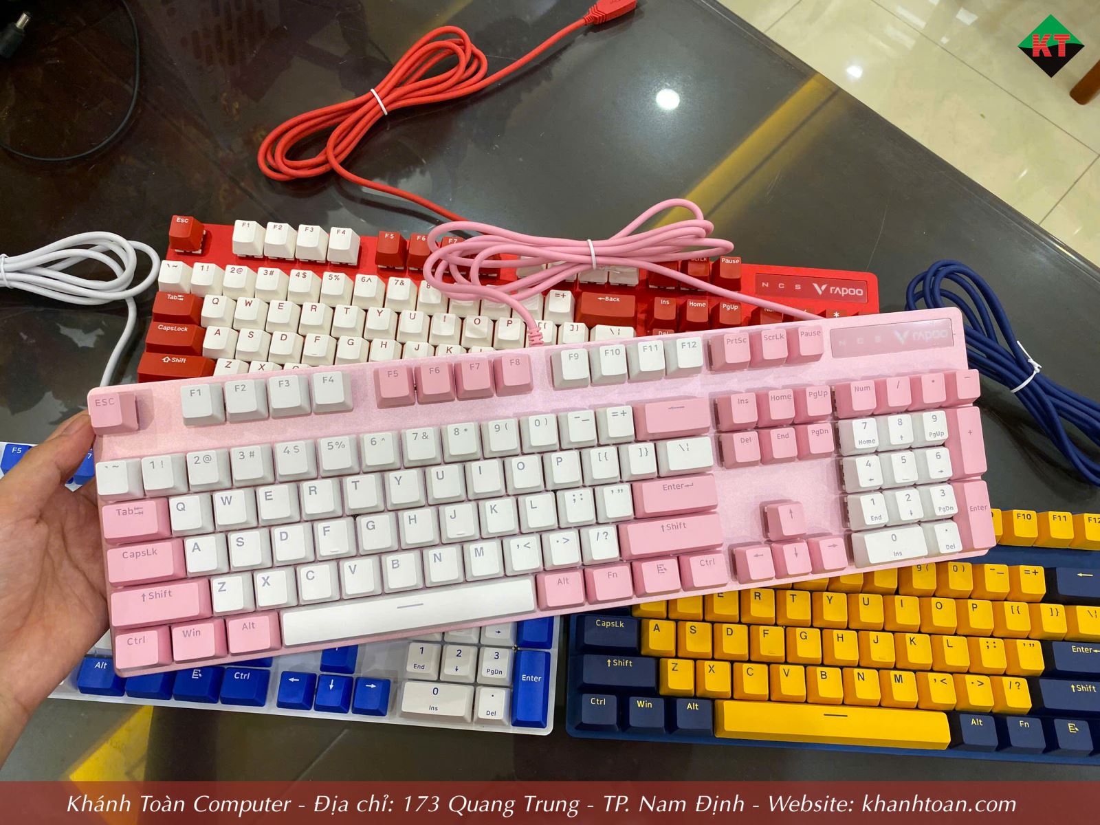 Bàn Phím Cơ Gaming Rapoo V500 Pro (Bản Hồng - Trắng)